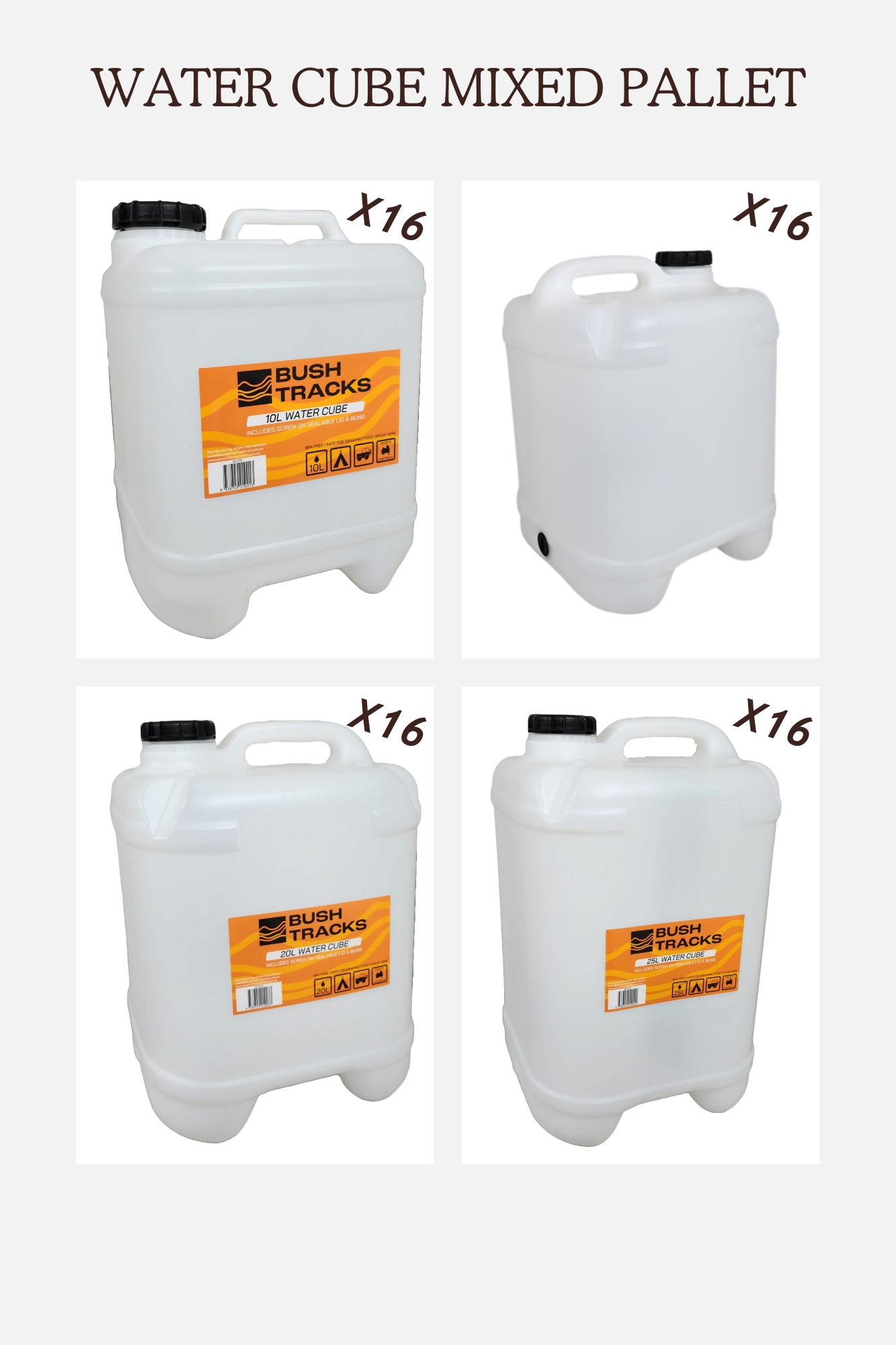 Water Cube Pallet Bundle – Mixed Sizes (10L / 15L / 20L / 25L) – Acom ...
