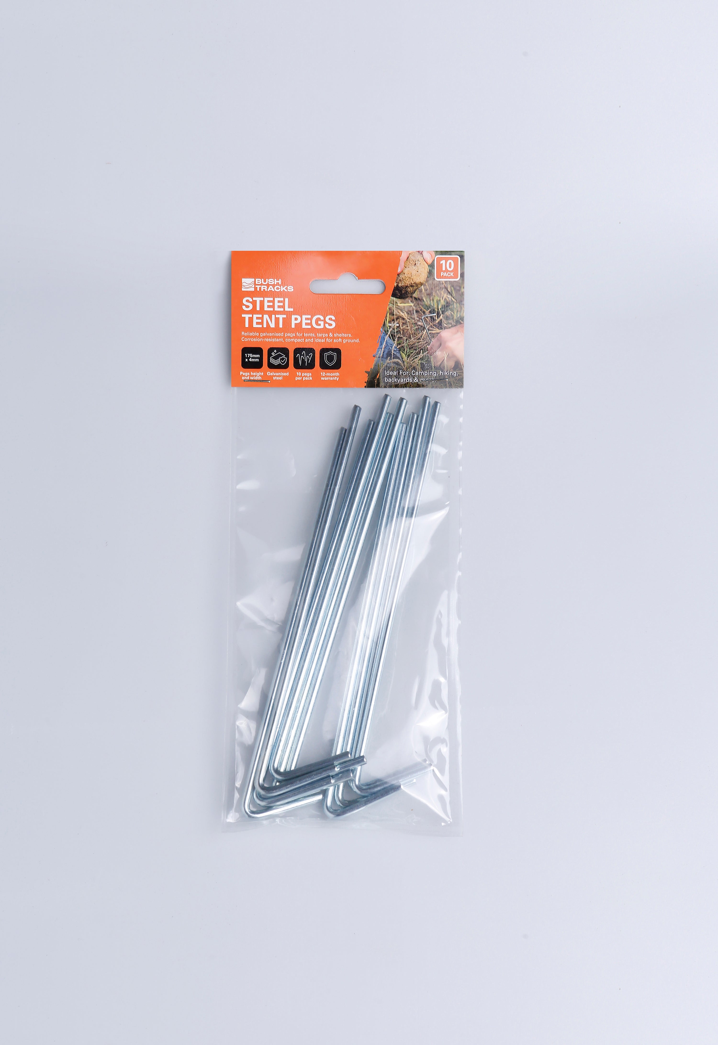 Bush Tracks Galvanised Tent Pegs 10 Pack - 17.5cm – Acom International